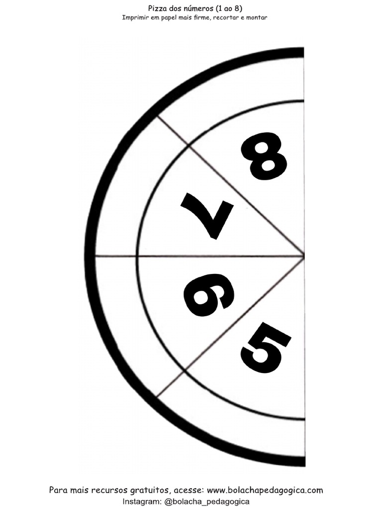 Pizza Dos Numeros de 1 A 8 Bolacha Pedagogica | PDF