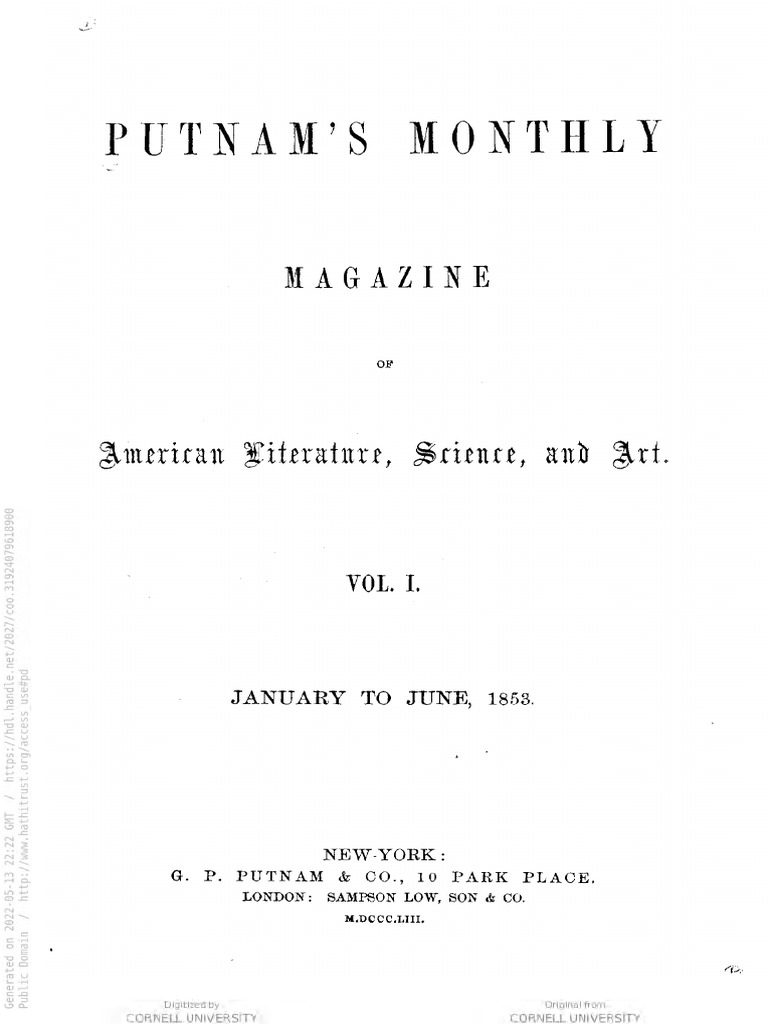 Putnam's Magazine - Volume 1 (1853) | PDF | Written Communication | Writing