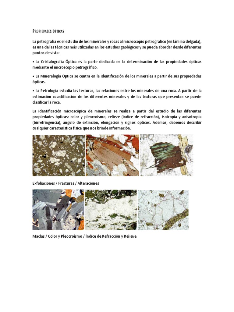 Propiedades Fisicas y Opticas de Los Minerales | PDF