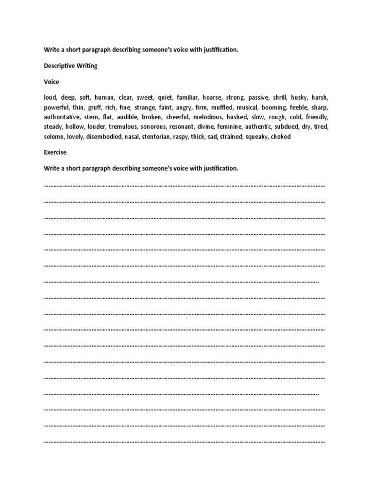 Write A Short Paragraph Describing Someone | PDF | Art