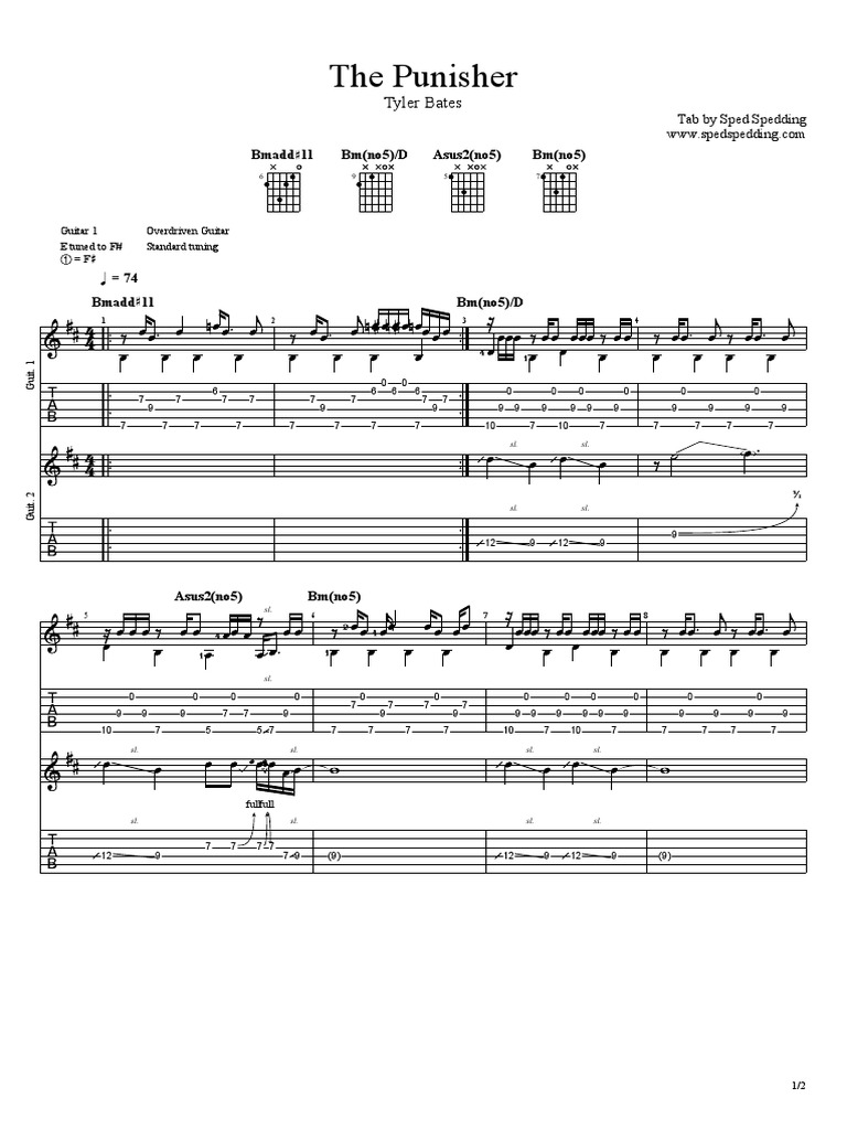 Punisher Theme Guitar Tab | PDF | Music Theory | Guitar Family Instruments
