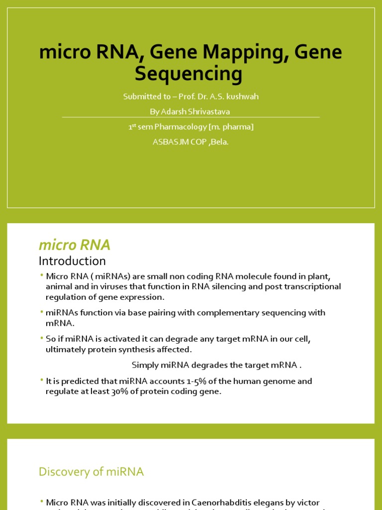 microRNA, Gene mapping and Gene sequencing | PDF | Dna Sequencing ...