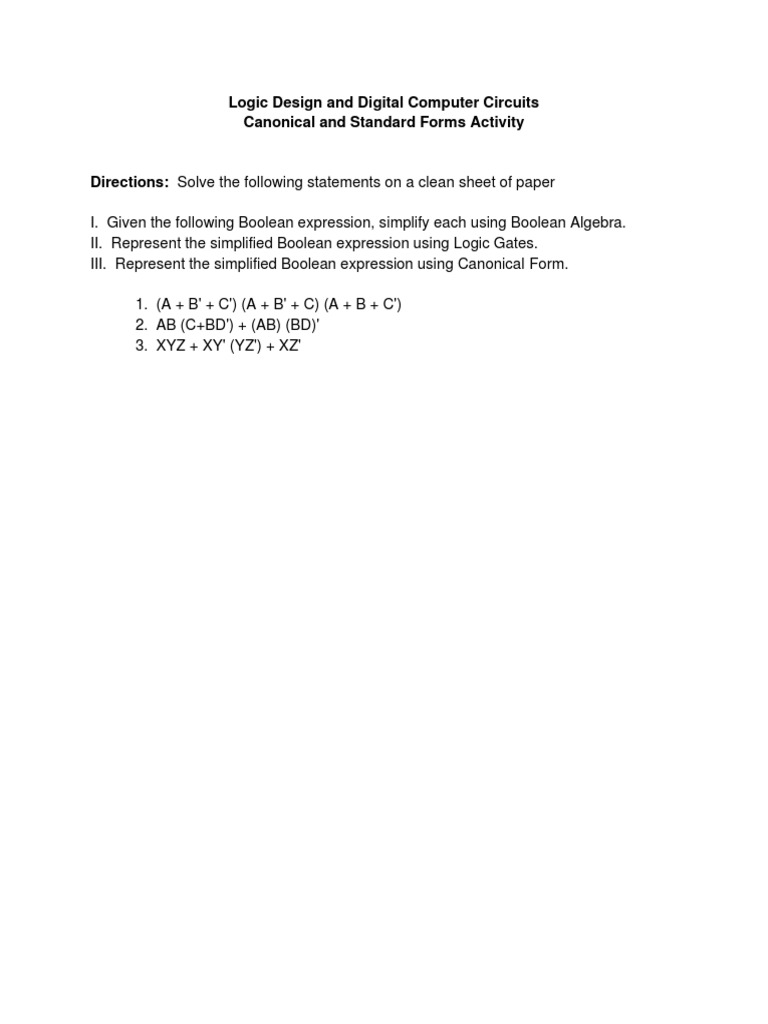 Activity 4 Canonical and Standard Form | PDF