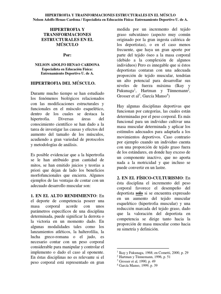 Hipertrofia y Estructura Muscular | PDF | Músculo esquelético ...