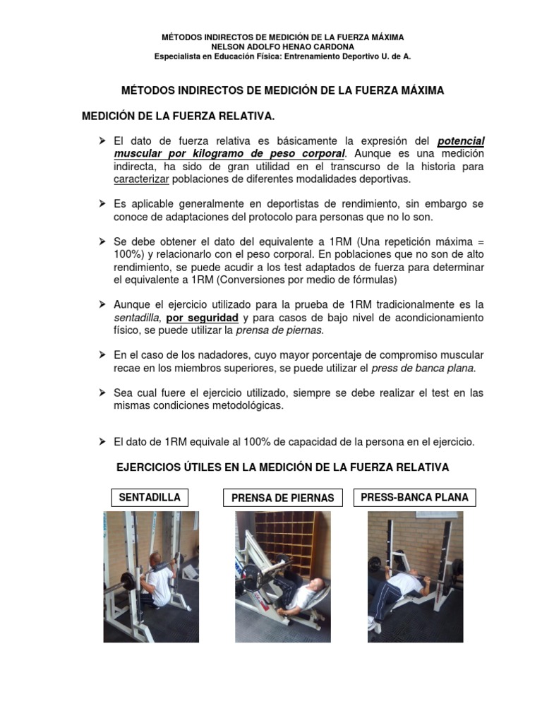 Métodos de Medición de La Fuerza Máxima | PDF | Medición | Kilogramo