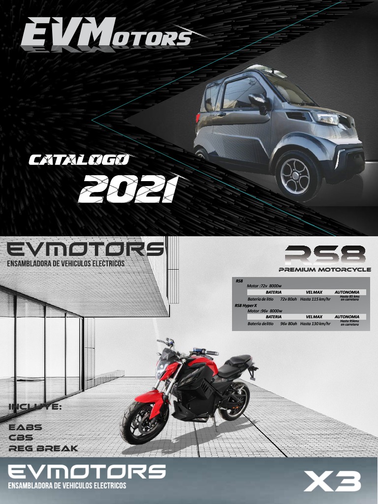 Catálogo de motocicletas eléctricas de EVMotors | PDF | Almacen de energia | Conversión de energía