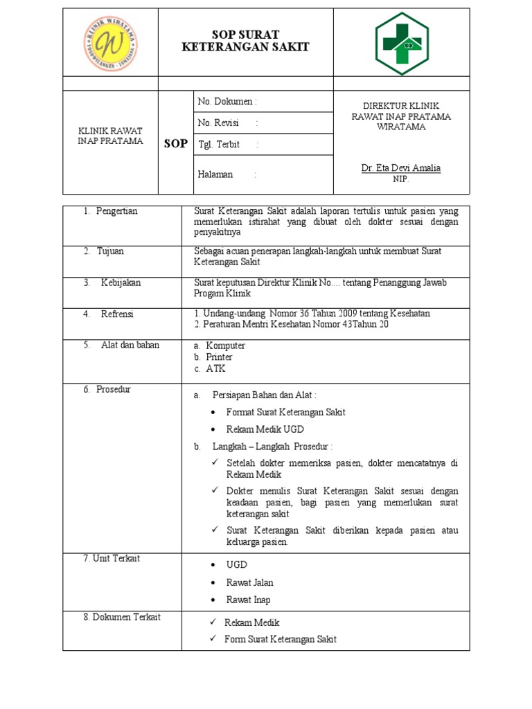Sop Surat Keterangan Sakit | PDF