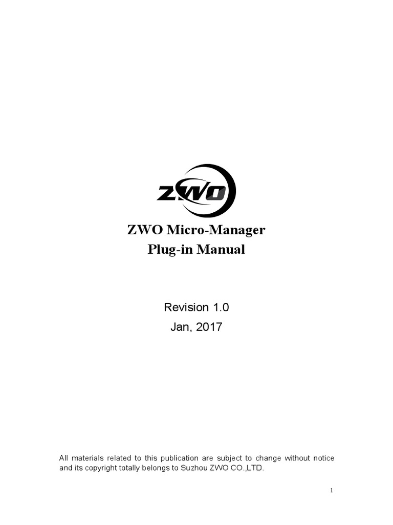 ZWO_Micro_Manager_Plugin_Manual_EN | PDF | Installation (Computer Programs) | Device Driver
