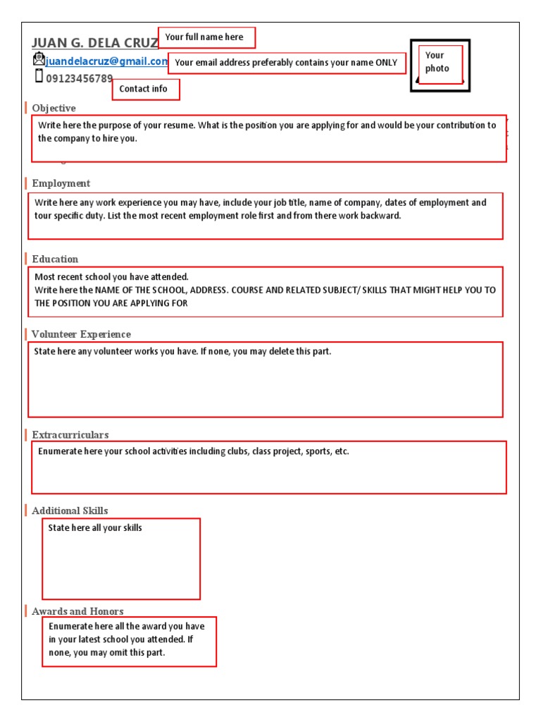 Sample SHS Resume Format | PDF
