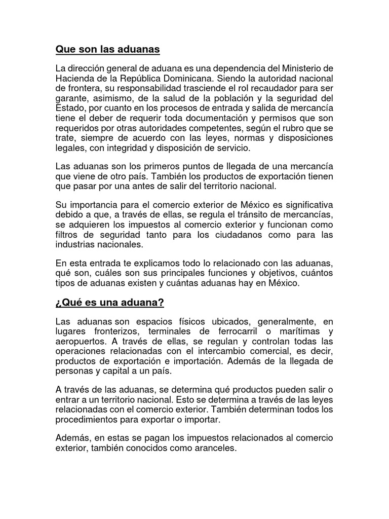 Que Son Las Aduanas | PDF | aduana | Arancel