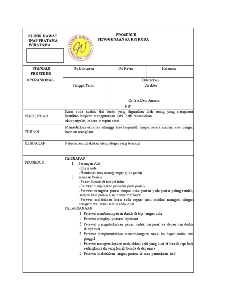 Spo Penggunaan Kursi Roda | PDF
