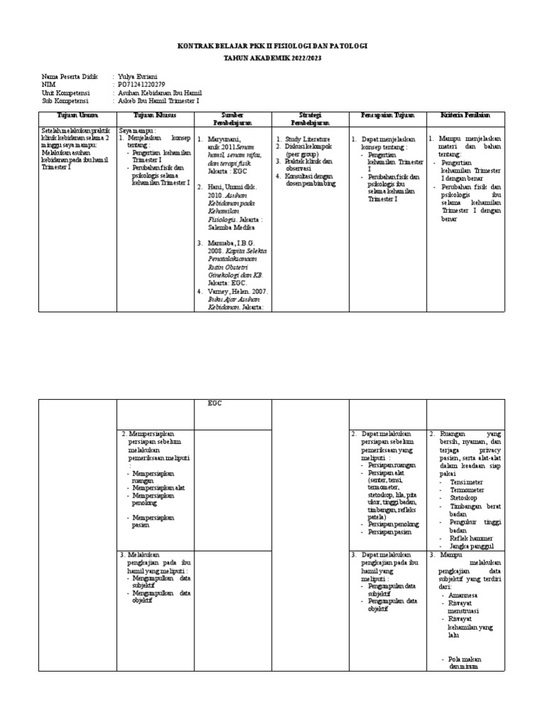 Kontrak Kehamilan Bu Ika (Irma) .Docx Revisi | PDF