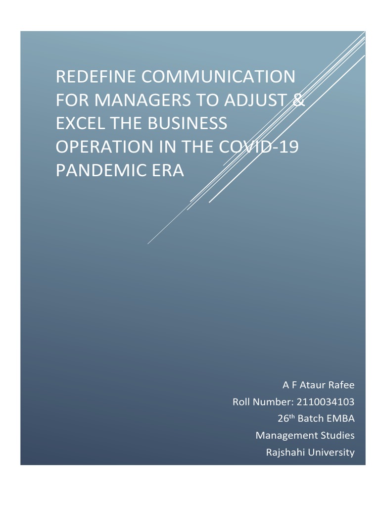 Redefine Communication For Managers To Adjust & Excel The Business ...