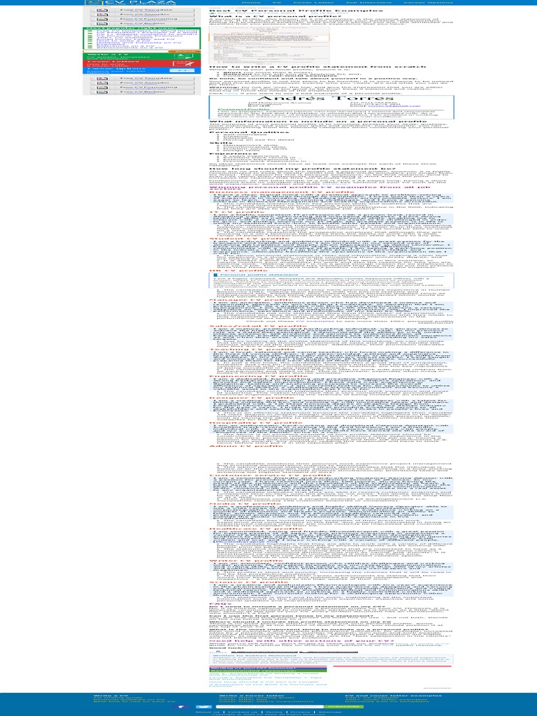 Best CV Personal Profile Examples - CV Plaza | PDF | Résumé | Experience