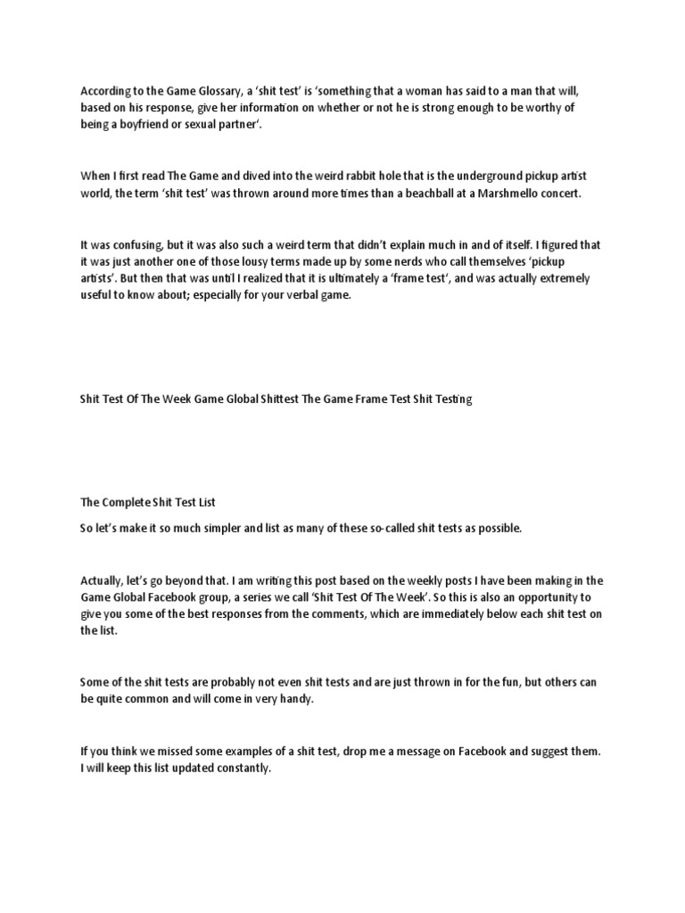 Understanding the "Shit Test | PDF