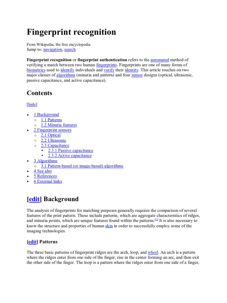 Fingerprint Recognition | PDF