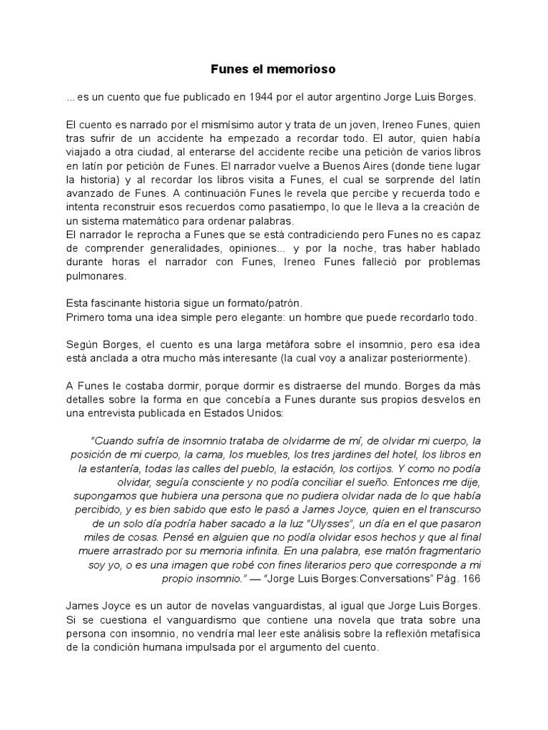 Funes El Memorioso | PDF | Muerte