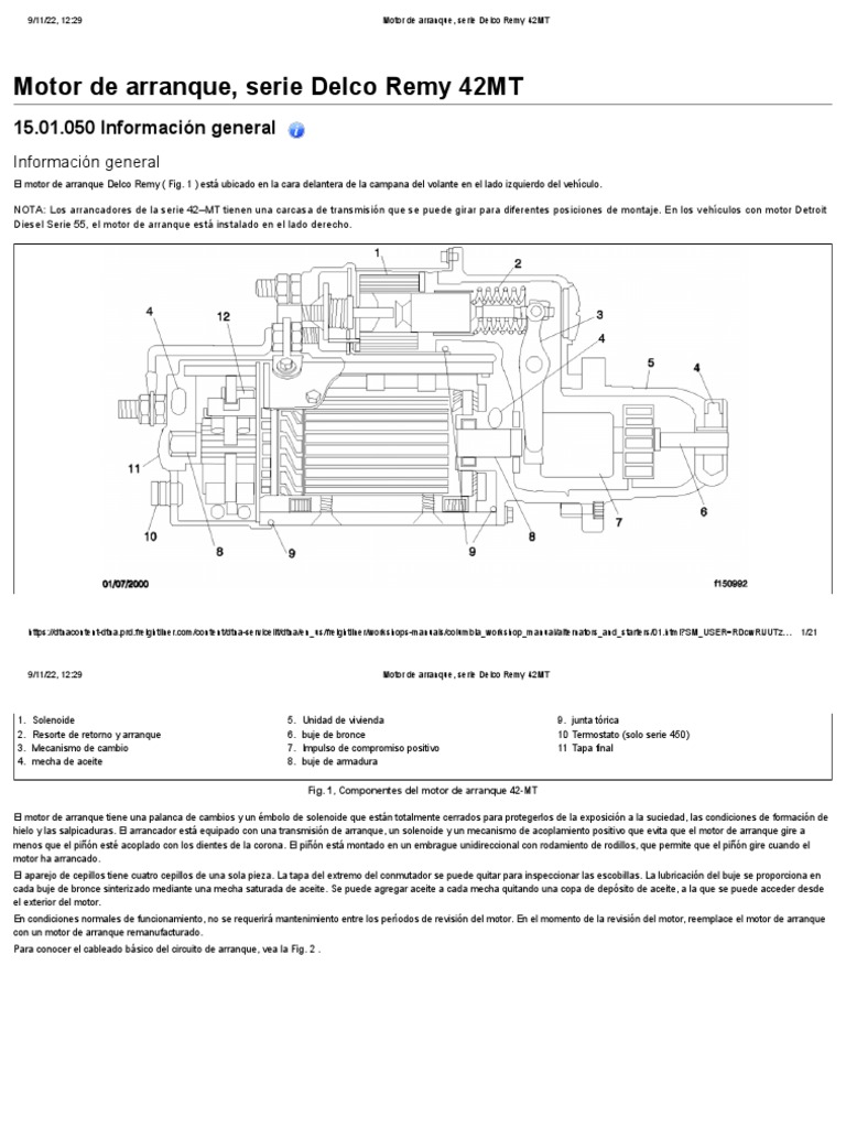 Motor de Arranque, Serie Delco Remy 42MT | PDF | Engranaje | Distribuidor