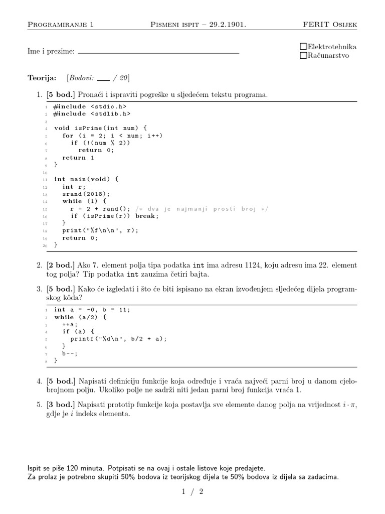 P1 PI Primjer | PDF