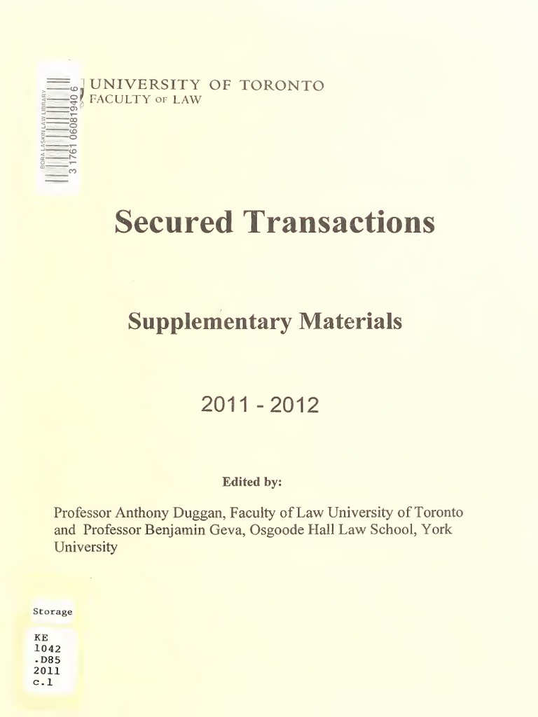 Secured Transactions Supplementary Materials | PDF | Law