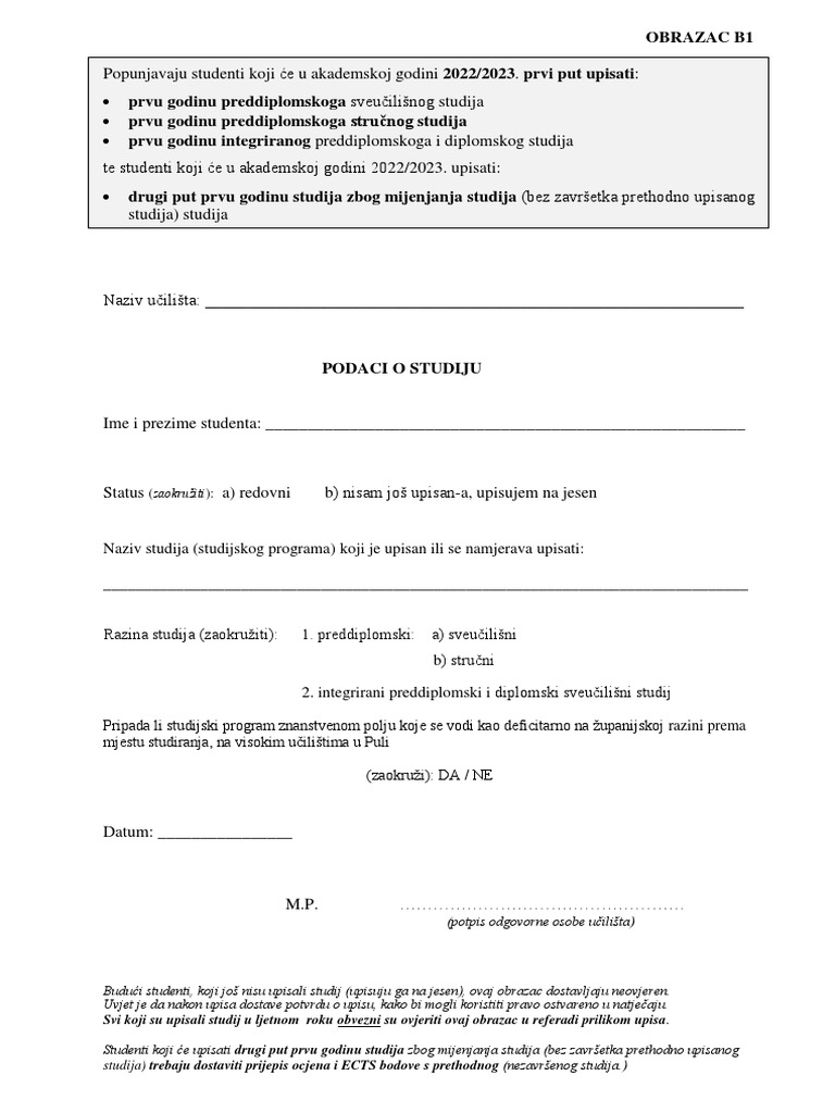 1 - OBRAZAC - B1 - Sw5q05D Toni | PDF