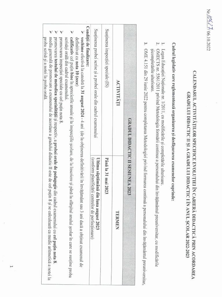 Calendar Activitati Grade 2022-2023 | PDF