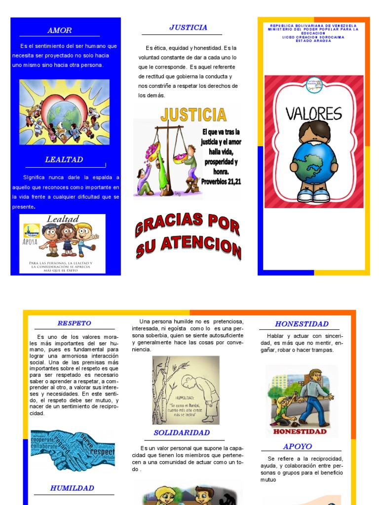 TRIPTICO de Los Valores | PDF | Principios éticos | Etica Aplicada