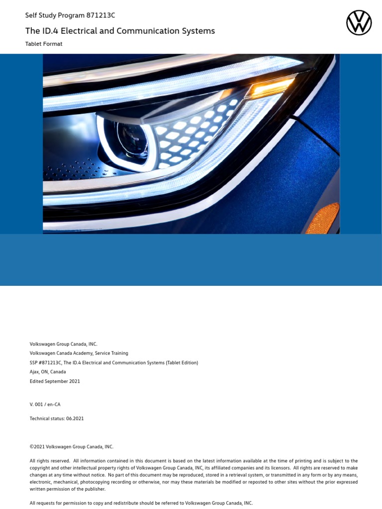 SSP 871213C ID4 Electrical System | PDF | Headlamp | Lighting