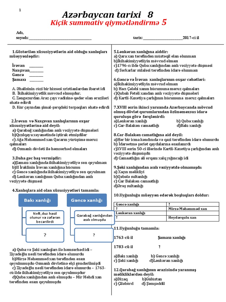 Viii Sinif Az.t - Ksq-5 | PDF
