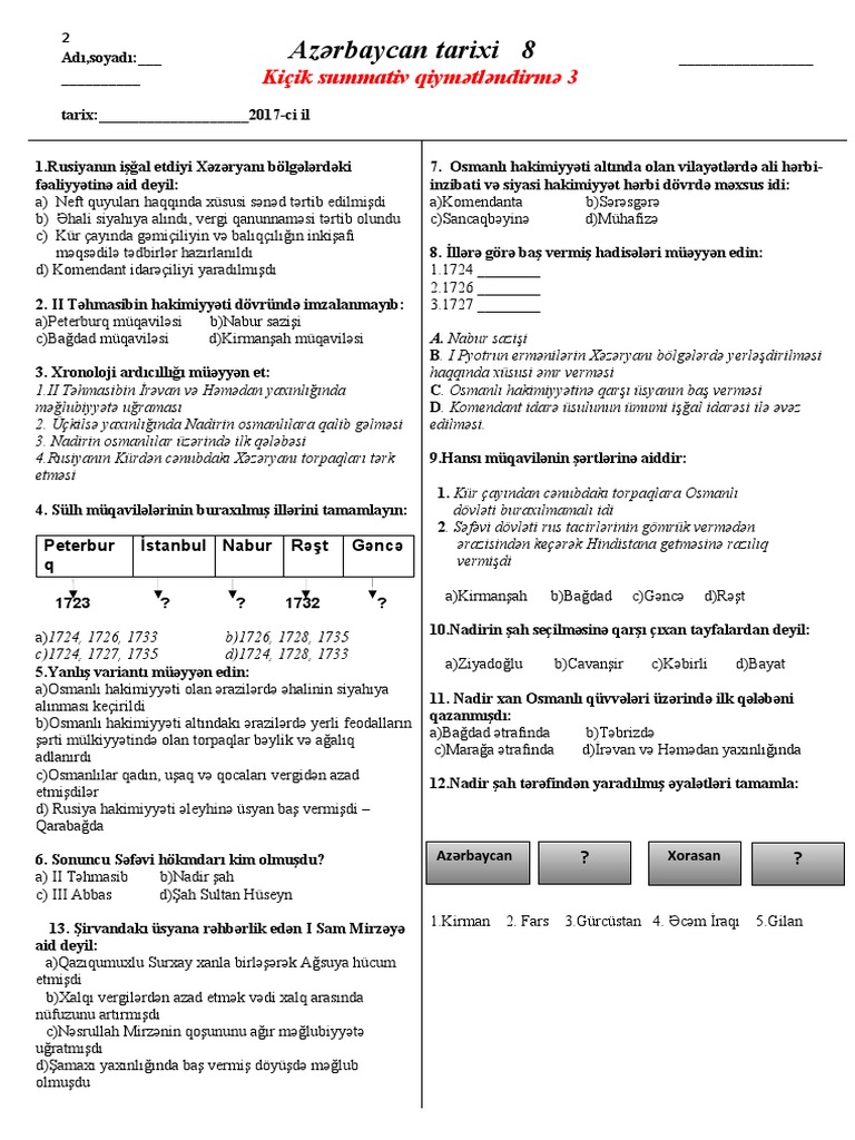 Viii Sinif Az. Ksq-3 (B) | PDF