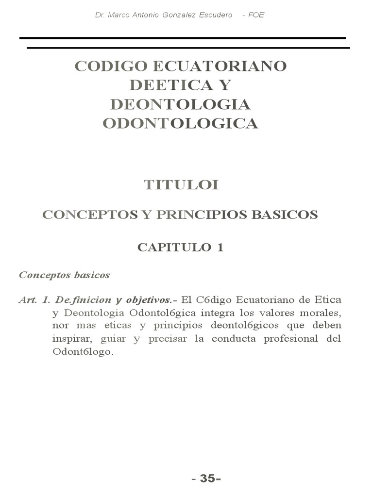 Codigo Deontologico | PDF | Historial médico | Ecuador