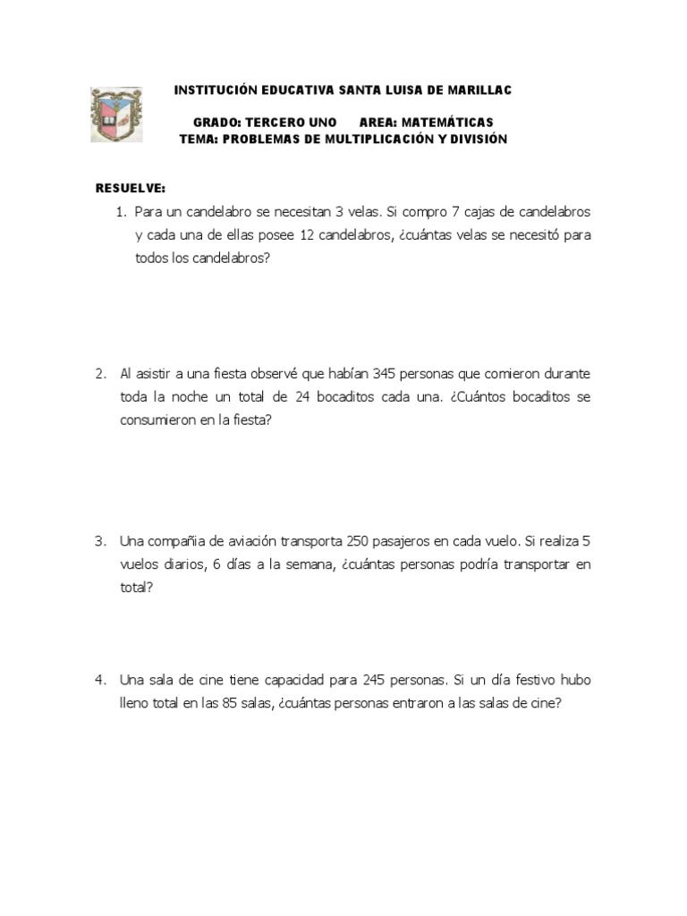 Problemas de Multiplicacion y Division | PDF