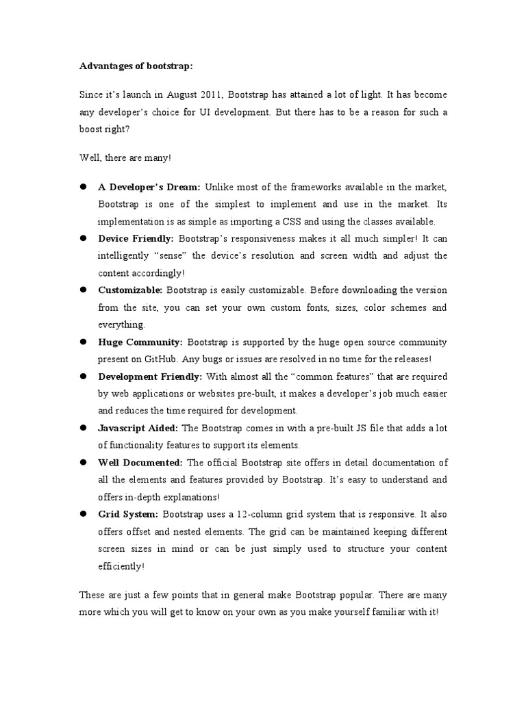 2- Bootstrap Advantages | PDF