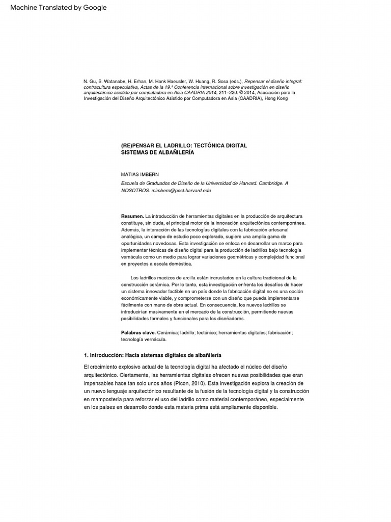 Digital Tectonic Masonry Systems (ESP) | PDF | Diseño | Albañilería