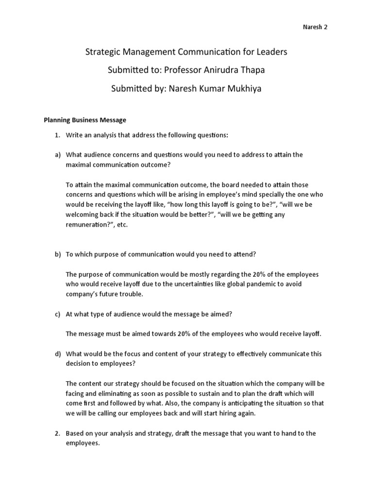 Strategic Management Communication For Leaders | PDF | Employment ...