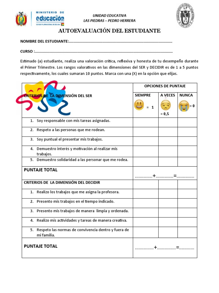 Autoevaluación Del Estudiante | PDF