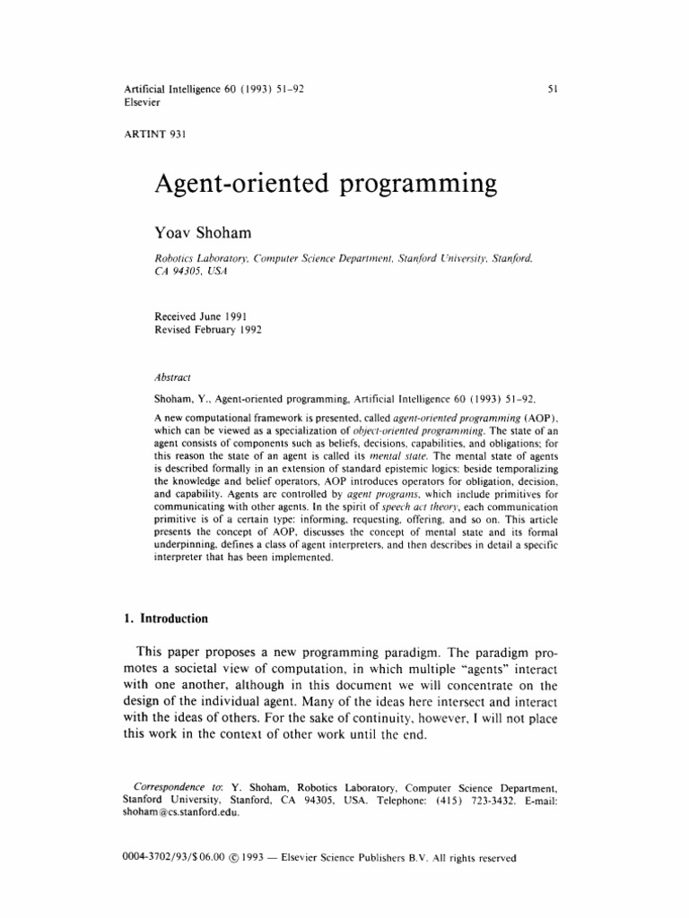 Agent Oriented Programming | Download Free PDF | Modal Logic | Object Oriented Programming