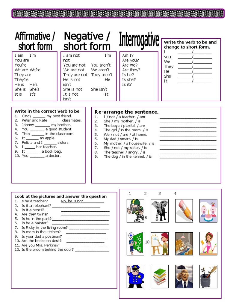 Verb To Be Summary - Present | PDF