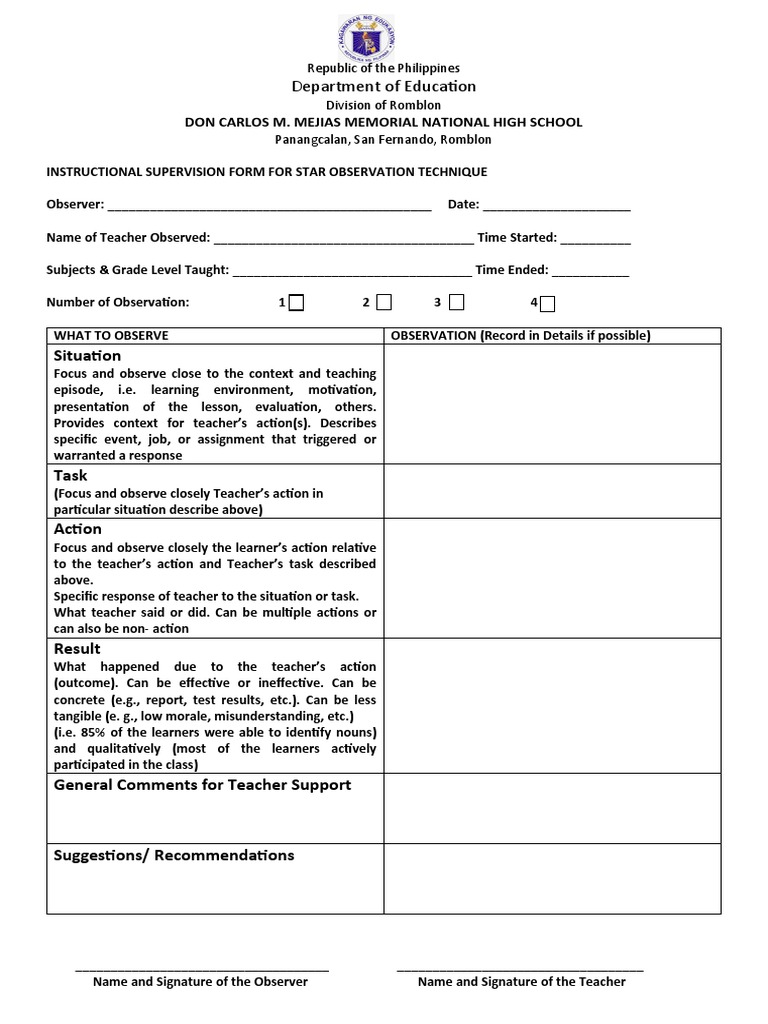 Star Observation Form - O | PDF