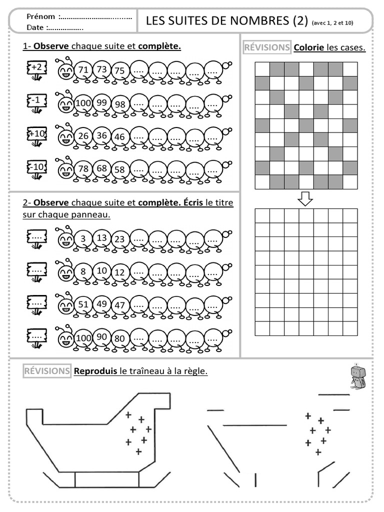 Compléter les suites de nombres CE2 | PDF | Technologie et ingénierie