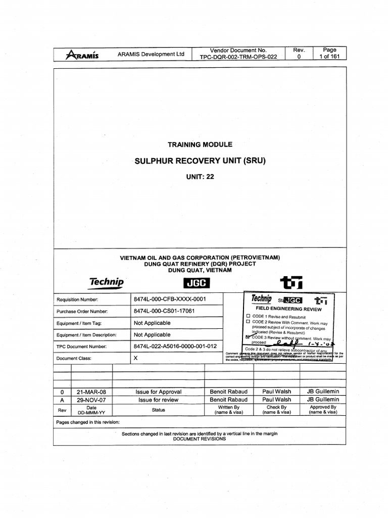 Sru Training Module Pdf Chemical Reactor Chemical Substances