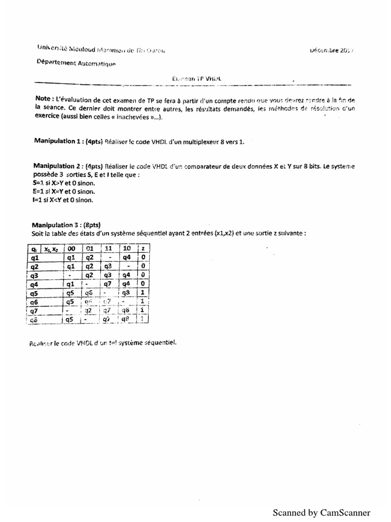 Exam TP VHDL Et Solution | PDF