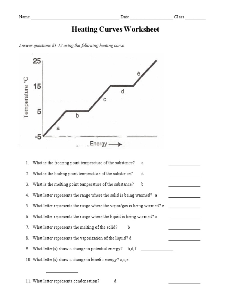 Heating Curve Worksheet | PDF | Melting Point | Phases Of Matter
