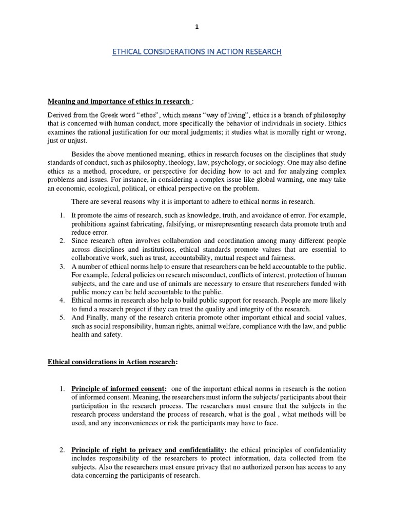 Ethical Considerations in Action Research | PDF | Morality | Informed ...
