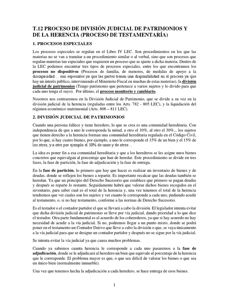Proceso de Testamentaría | PDF | Herencia | Voluntad y testamento