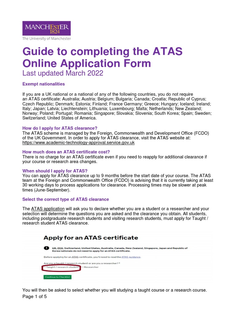 Guide To Completing Online ATAS Application - 2022 | PDF | Doctor Of ...