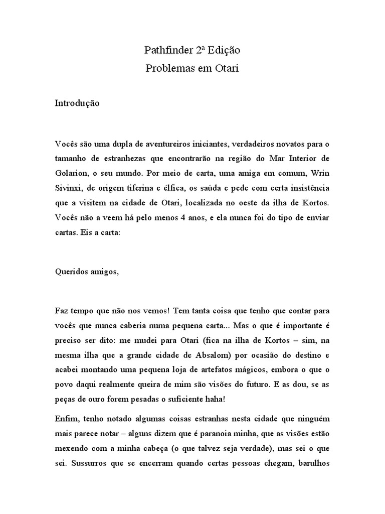 Pathfinder 2 Edição Sessão 1 | PDF
