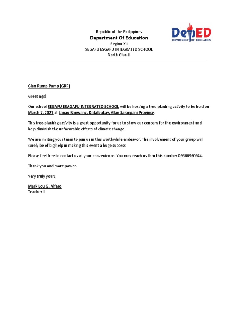 Tree-Planting Event Invitation in Glan | PDF