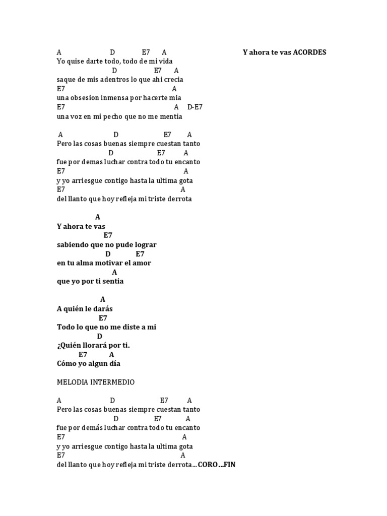 Acordes de "Y Ahora Te Vas" | PDF