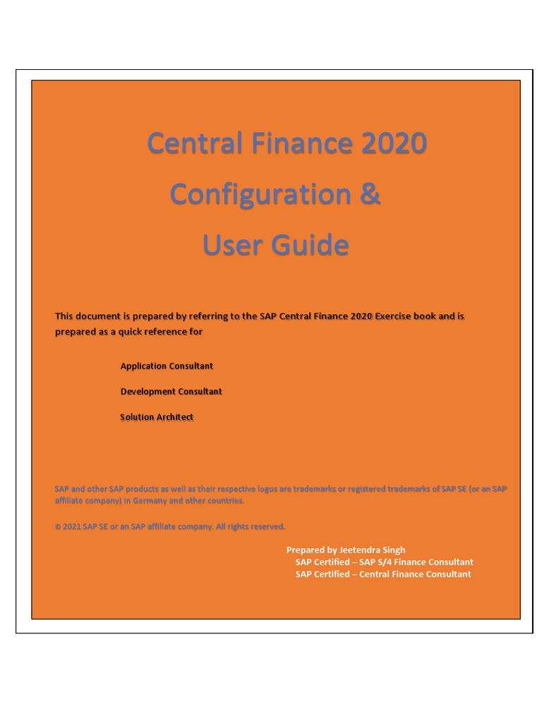 SAP Central Finance 2020 Configuration and User Guide | PDF | Identifier | Debits And Credits